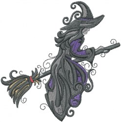 Flying Witch Embroidery Design | AnnTheGran.com
