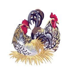 Rooster & Hen Embroidery Design | AnnTheGran.com
