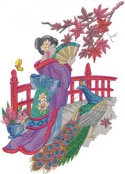 Geisha Scene Embroidery Design | AnnTheGran.com