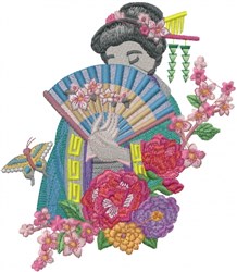 Shy Geisha Embroidery Design | AnnTheGran.com