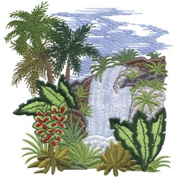 Tropical Waterfall Embroidery Design | AnnTheGran.com