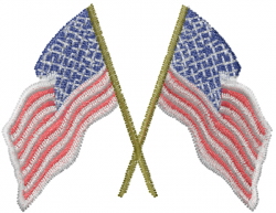 Crossed American Flags Embroidery Design | AnnTheGran.com