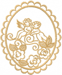 Cherub Floral Center Embroidery Design | AnnTheGran.com
