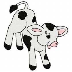 Happy Calf Embroidery Design | AnnTheGran.com