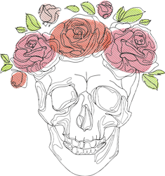 Rose Skull Embroidery Design | AnnTheGran.com