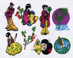 Japanese geisha Embroidery Design | AnnTheGran.com