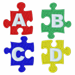 Jigsaw Puzzle Letters Embroidery Design | AnnTheGran.com