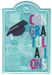 Congratulations Graduation Gift Tag Applique Embroidery Design ...
