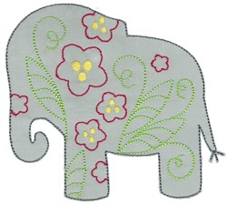 Floral Elephant Applique Embroidery Design | AnnTheGran.com