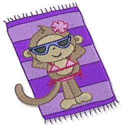 Sunbathing Girl Beach Monkey Embroidery Design | AnnTheGran.com