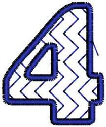 Zigzag Number 4 Embroidery Design | AnnTheGran.com