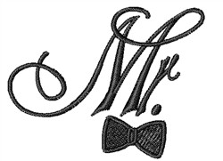 Mr Script With Bowtie Embroidery Design | AnnTheGran.com