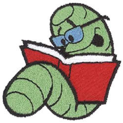 Bookworm Embroidery Design | AnnTheGran.com