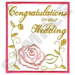 Wedding Congratulations Embroidery Design | AnnTheGran.com
