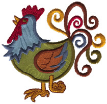 ROOSTER APPLIQUE Embroidery Design | AnnTheGran.com