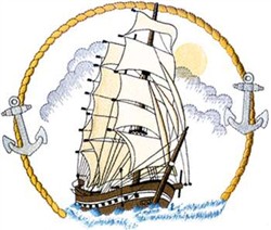 Clipper Ship Logo Embroidery Design | AnnTheGran.com