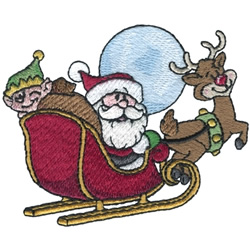 Santas Sleigh Embroidery Design | AnnTheGran.com