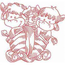 Redwork Noahs Cows Embroidery Design | AnnTheGran.com
