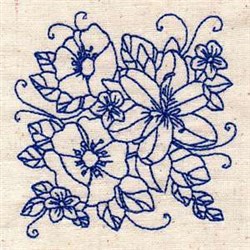 Floral Bluework Embroidery Design | AnnTheGran.com