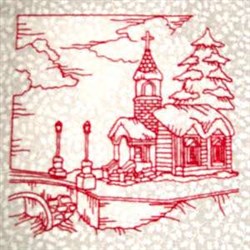 Winter Church Embroidery Design | AnnTheGran.com