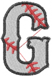 Baseball Letter G Embroidery Design | AnnTheGran.com