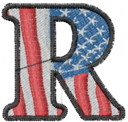 American Flag Letter R Embroidery Design | AnnTheGran.com