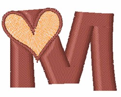 Heart Lower Case M Embroidery Design | AnnTheGran.com
