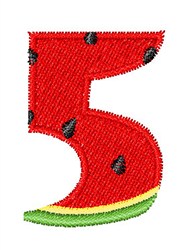 Watermelon Number 5 Embroidery Design | AnnTheGran.com