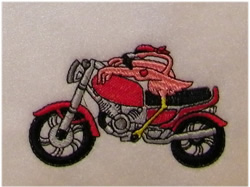 Flamingo Biker Embroidery Design | AnnTheGran.com