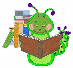 Bookworm Embroidery Design | AnnTheGran.com