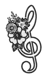 Floral G Clef Outline Embroidery Design | AnnTheGran.com
