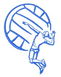 Volleyball Player Outline Embroidery Design | AnnTheGran.com