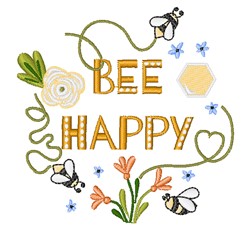 Bee Happy Embroidery Design | AnnTheGran.com