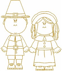 Pilgrims Outline Embroidery Design | AnnTheGran.com