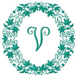 Wreath Alphabet V Embroidery Design | AnnTheGran.com
