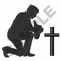 COWBOY KNEELING AT CROSS Embroidery Design | AnnTheGran.com