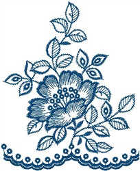 Free Blue Flower Border Embroidery Design | AnnTheGran.com