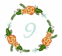 Floral Monogram 9 Embroidery Design | AnnTheGran.com