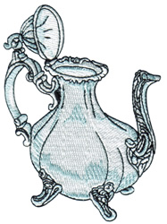 Silver Tea Pot Embroidery Design | AnnTheGran.com
