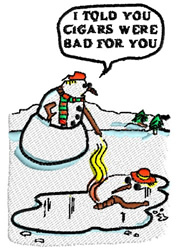 Smoking Snowman Embroidery Design | AnnTheGran.com