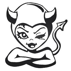 Girl Devil Outline Embroidery Design | AnnTheGran.com