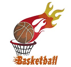 Flaming Basketball Embroidery Design | AnnTheGran.com