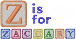 Z Is For Zachary Embroidery Design | AnnTheGran.com
