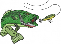 Bass Fish And Lure Embroidery Design | AnnTheGran.com