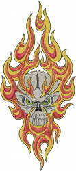 Skull With Fire Embroidery Design | AnnTheGran.com