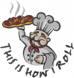 Pizza Chef Rolls Embroidery Design | AnnTheGran.com