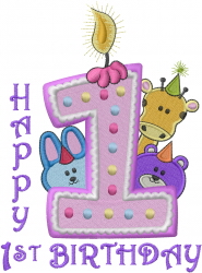 Happy 1st Birthday Embroidery Design | AnnTheGran.com