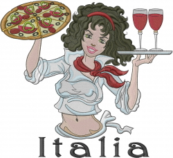 Italia Waitress Embroidery Design | AnnTheGran.com