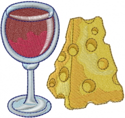 Wine and Cheese Embroidery Design | AnnTheGran.com