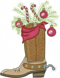 Christmas Cowboy Boot Embroidery Design | AnnTheGran.com